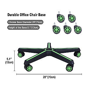 Frassie 28 inch Gaming Chair Base Replacement with 5 Casters, Nylon Heavy Duty Office Chair Base Part