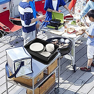 Idomy 3-Pack 13 L Black Commercial Bus Tub, Plastic Bus Box with Lids