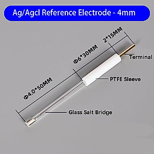 CAULYS Silver Chloride Silver Reference Electrode, Ag/Agcl Reference Electrode, 1 Pcs Silver Silver Chloride Electrode (Diameter 4mmX50mm Length)