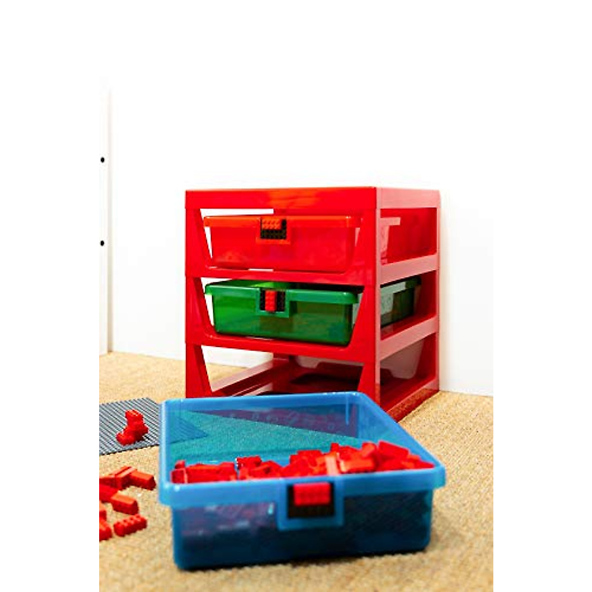 Room Copenhagen LEGO 3-Drawer Storage Rack System, 13-2/3 x 12-3/4 x 15 In, Blue