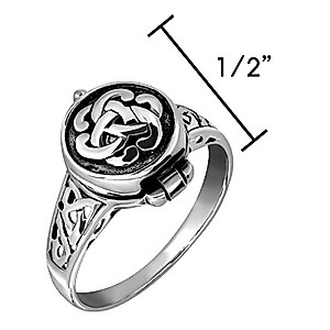 WithLoveSilver 925 Sterling Silver Round Irish Celtic Knot Poison Locket Ring (9)