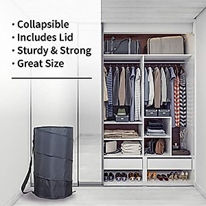 American Dream Home Goods Laundry Basket 18"x30" - Pop Up Hamper - Collapsible, Foldable Laundry Bag in Black