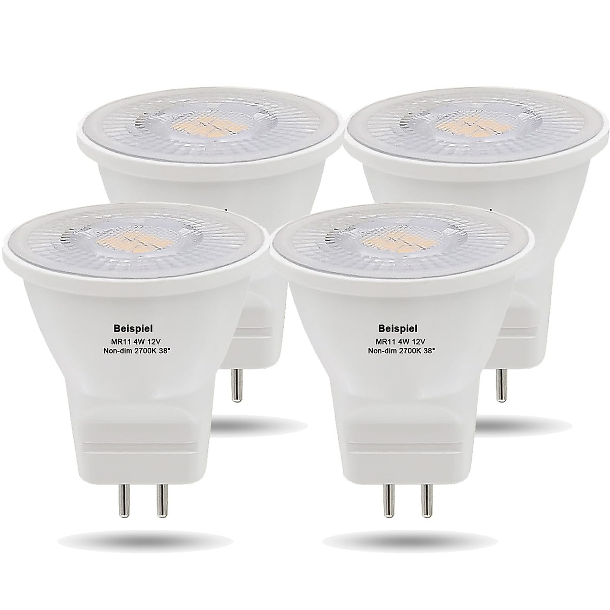 Beispiel MR11 Gu4.0 Bi-pin LED Light Bulb 4W 12VAC/DC Warm White 2700K for Outdoor Landscape Lighting Recessed Track Lights, Pack of 4