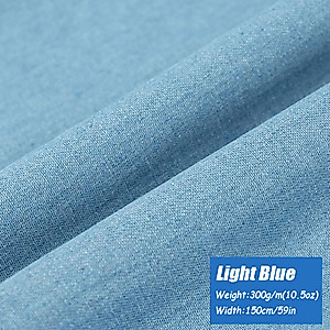 Denim 10.5 OZ 100% Cotton Fabric-150cm/59 Inches Wide Blue Washed Jean Fabric(Size:3 Yard,Color:Light Blue)
