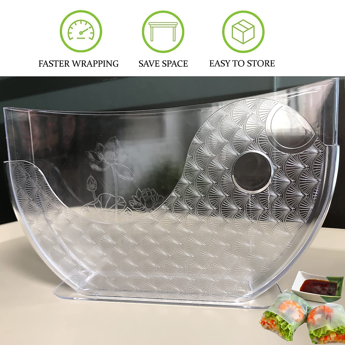 Mcvomv Rice Paper spring roll wrappers water bowl holder summer roll water bowl Water Bowl for soaking Rice Paper - egg rolls, making Fresh Spring Rolls (Rice Paper Not Included)