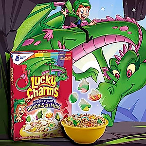 Lucky Charms Gluten Free Cereal with Marshmallows, Kids Breakfast Cereal with Whole Grain Oats, 10.5 OZ
