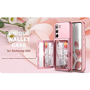 WeLoveCase Samsung Galaxy S22 Case Wallet Case with Credit Card Holder & Hidden Mirror, All-Round Protection Shockproof Phone Cover Designed for Samsung Galaxy S22 5G, 6.1 inch Purple