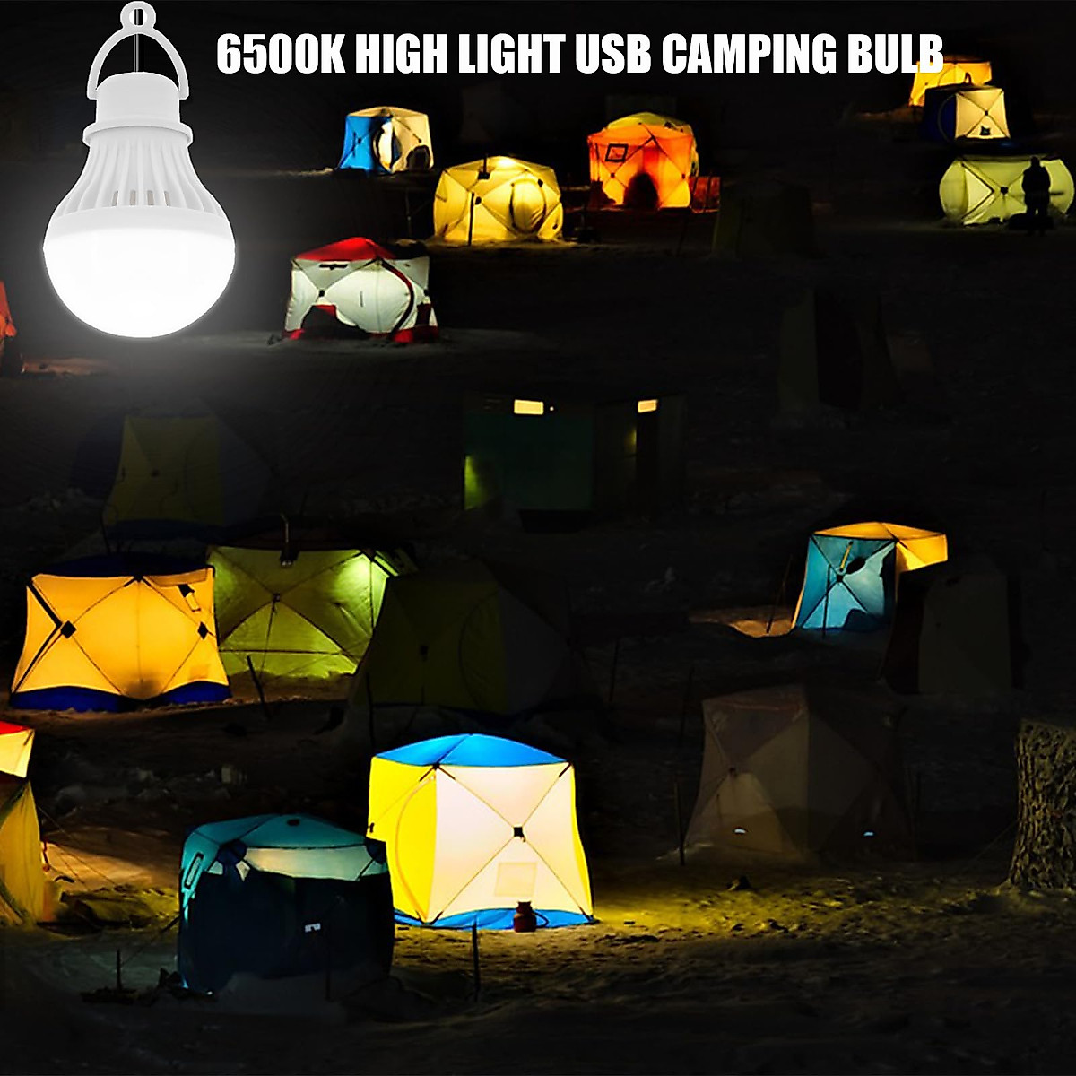 USB LED Camping Lantern, Emergency Portable 5W Light with 8.4ft Long Cable for Power Station,Home Power Failure, Outdoor Light Up Porch, Backyard Garage and Camping Tent (Cold White)