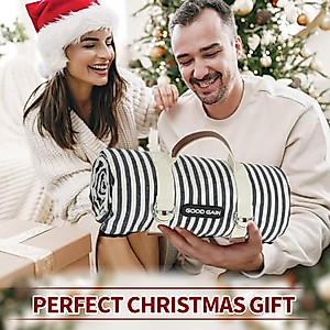 G GOOD GAIN Waterproof Picnic Blanket Portable with Carry Strap for Beach Mat or Family Outdoor Camping Party (Navy Blue)