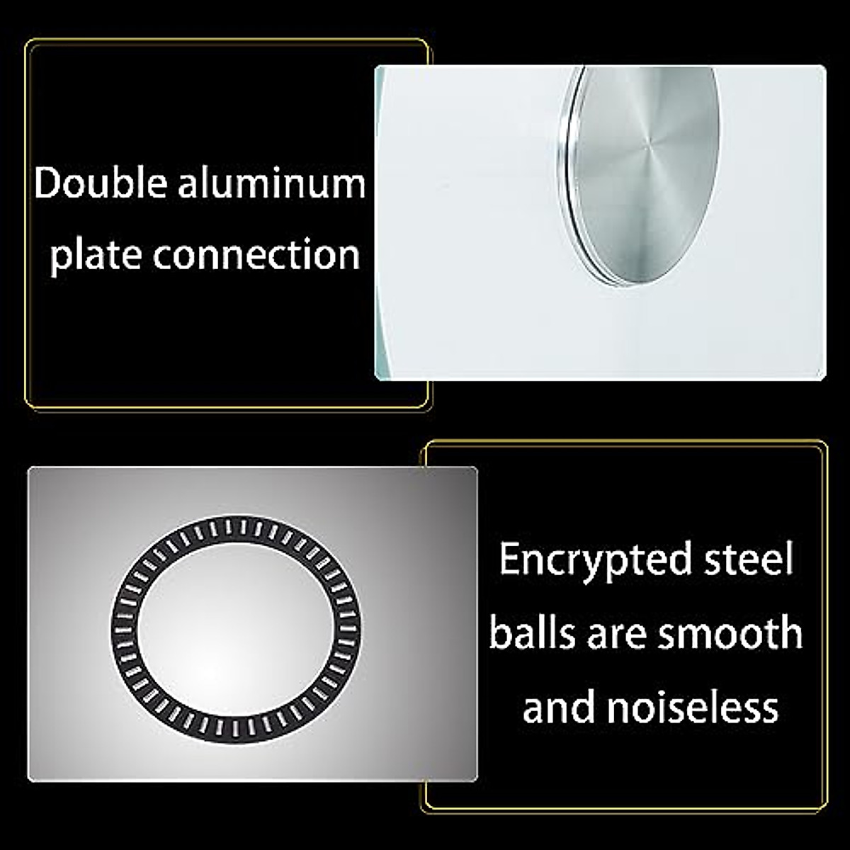 BBAUER Turntable Lazy Susan, Glass Turntable for Dining Table, with Aluminum Alloy Bearing, Smooth Swivel, for Kitchen Dining, Parties, Wedding