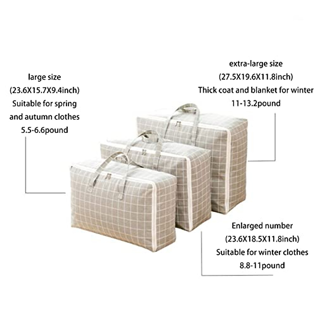 Liampo Large Capacity Clothes Organization and Storage Bins with Handles Bedding Storageused for Quilt Cover Quilt Luggage Packing 3 Pieces