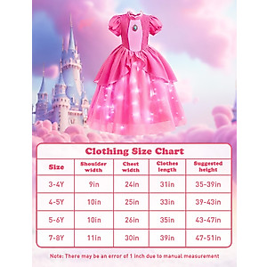 Minetom Princess Dresses for Girls Costume Light up Princess Dress up Clothes for Little Girls Birthday Cosplay Party Outfit 5-6 Years