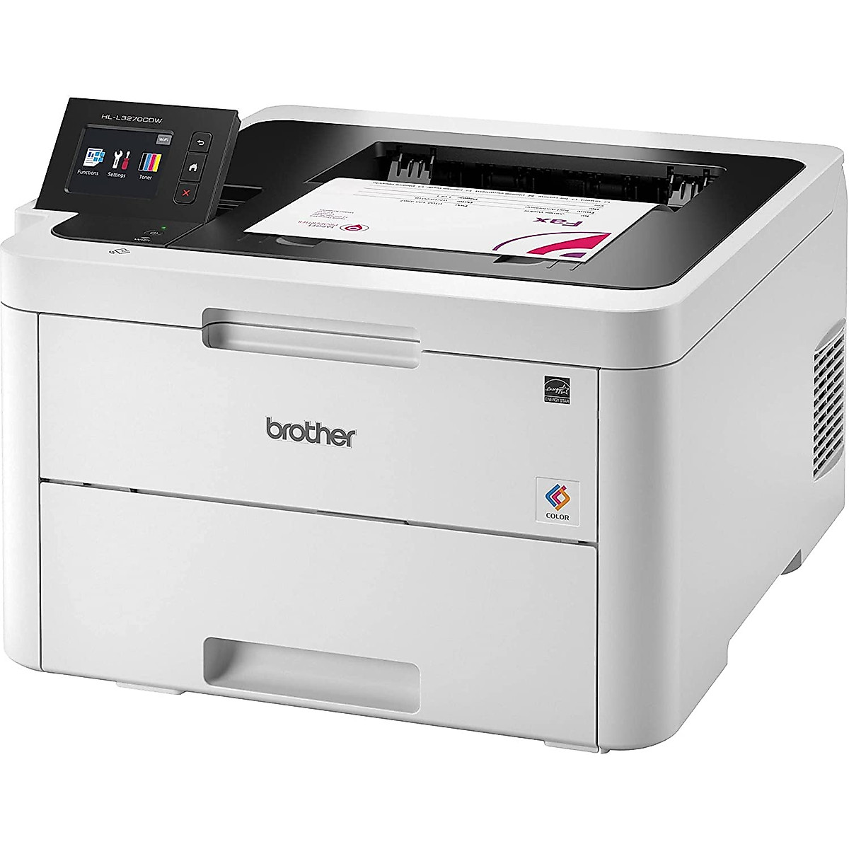 Brother Color HL-L3270CDW Compact Wireless Digital Laser Printer with NFC - Print Only - 25 ppm, 2400 x 600 dpi, 2.7" Color Touchscreen, Auto Duplex Printing, 250 Sheet, Ethernet