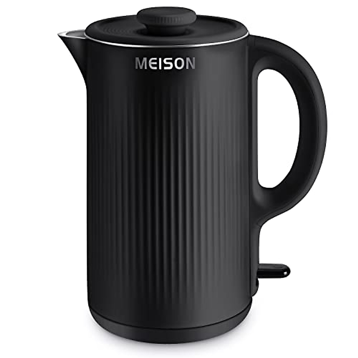 Electric Kettles Stainless Steel for Boiling Water, Double Wall Hot Water Boiler Heater, Cool Touch Electric Teapot, Auto Shut-Off & Boil-Dry Protection, 120V/1200W, 1.7 Liter, 2 Year Warranty (black)