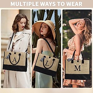 YOOLIFE Mothers Day Gifts for Mom - Personalized Gifts for Women Her Letter Initial Beach Tote Bag Mom Birthday Gifts Best Friend Birthday Gifts for Wife Daughter Sister Mom Women Gifts Ideas Letter M