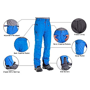 clothin Men's Insulated Ski Pant Fleece-Lined Waterproof Snow Pants Grey L (Regular Fit)