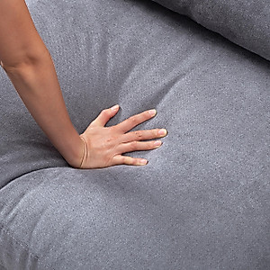 Lepfun Oversized Fabric Set, Extra Large L Shaped Reversible Chaise Sectional Couch, 124.4” Width, 4 Seat Modular Sofa with Storage Ottaman, Light Grey