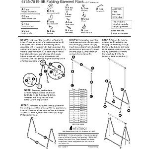 Whitmor Foldable Garment Rack - Rolling Clothes Hanger - Adjustable Height