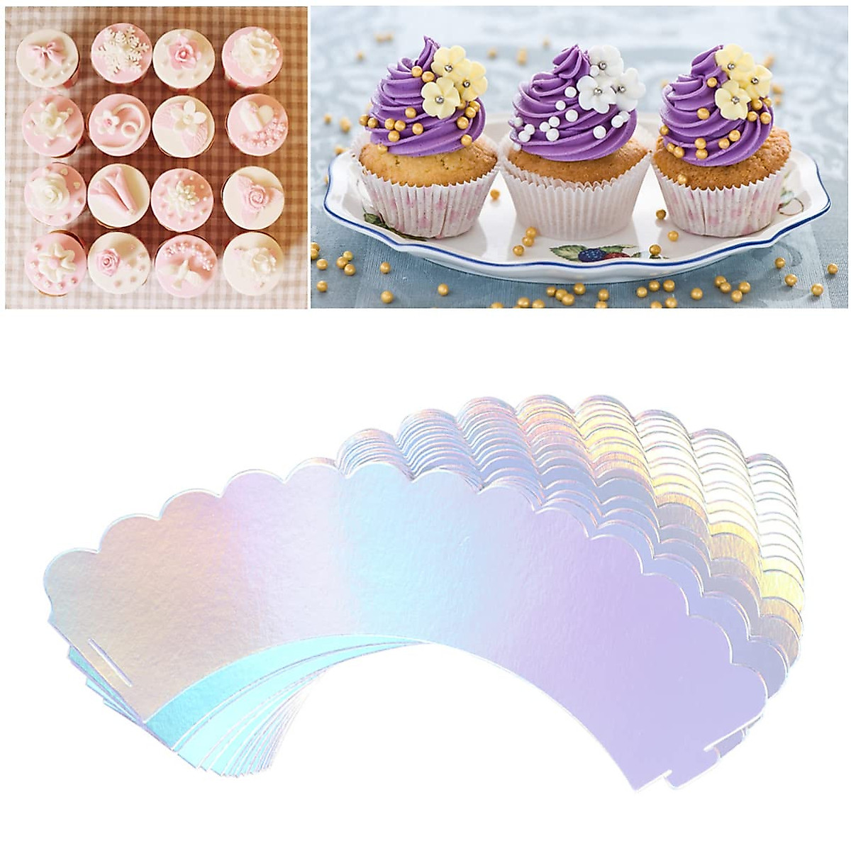 Abaodam 48 Pcs Rainbow Cupcake Liners Cupcake Wrappers Holders Muffin Liners Baking Cups for Wedding Birthday Baby Showers Decoration