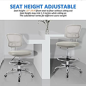 HYLONE Ergonomic Office Chairs, Office Drafting Chair, Rolling Stool Chair Armless Standing Desk Chair with Footrest Bar Stools for Home,Office & Bar