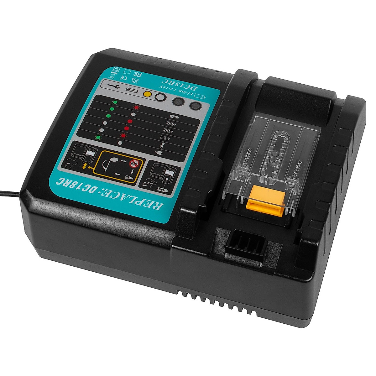 DC18RC 18V Battery Super Fast Charger Replace for All Makita 14.4V-18V Lithium Battery BL1415 BL1430 BL1450 BL1440 DC18RD DC18RC DC18RA DC18SF DC18SD 194065-3 194066-1 DA340DRF BDF343 (Not Original)