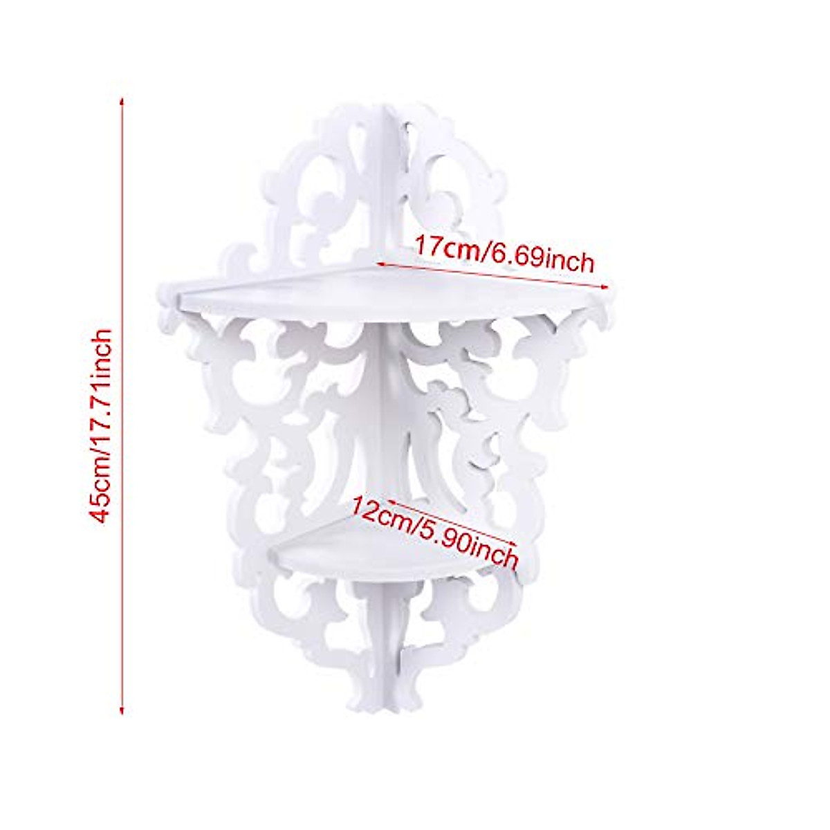 Yosoo Corner Shelf, 2 Tier Wall-Mounted Carved Home Bathroom Corner Shower Storage Shelf White Corner Display Rack