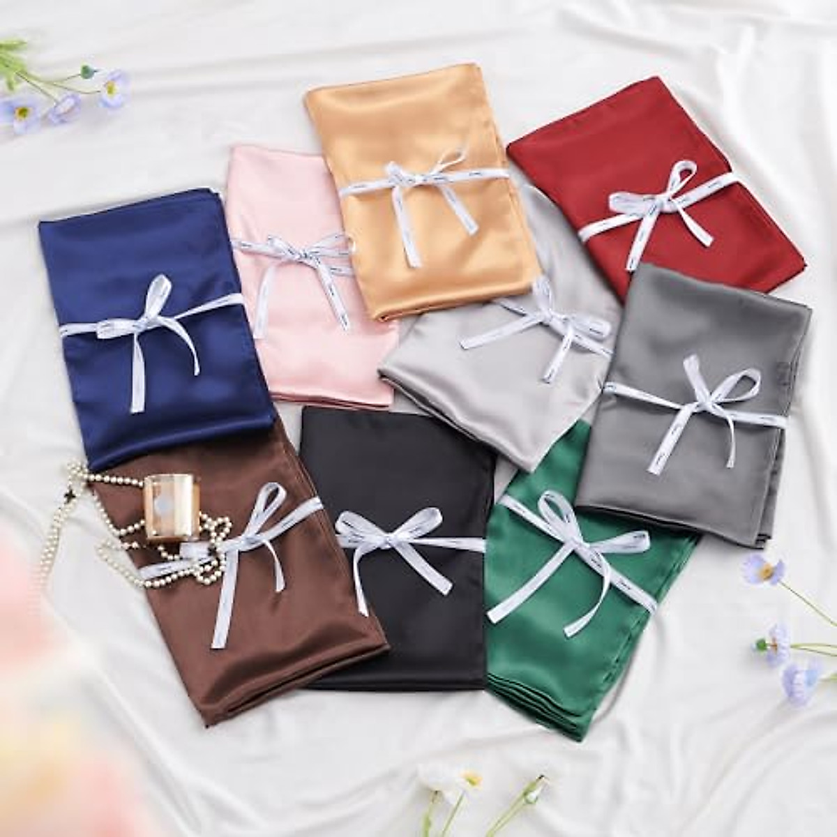 CozyLux Silk Satin Pillowcase for Hair and Skin Queen Set of 2 Soft Pillow Cases Silky Microfiber Bed Pillow Covers Wrinkle Resistant with Envelope Closure(Black, 20 x 30 Inches)