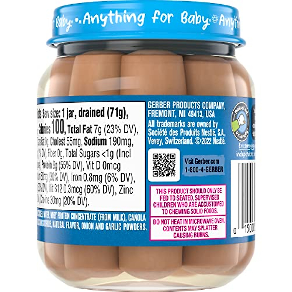 Gerber Mealtime for Baby Lil’ Sticks, Chicken Sticks, Packed in Water, No Nitrates or Nitrites Added, for Crawlers 10 Months & Up, 2.5-Ounce Jar (Pack of 10 Jars)
