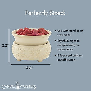 Candle Warmers Etc 2-In-1 Candle and Fragrance Warmer For Warming Scented Candles or Wax Melts and Tarts With To Freshen Room, Sandstone
