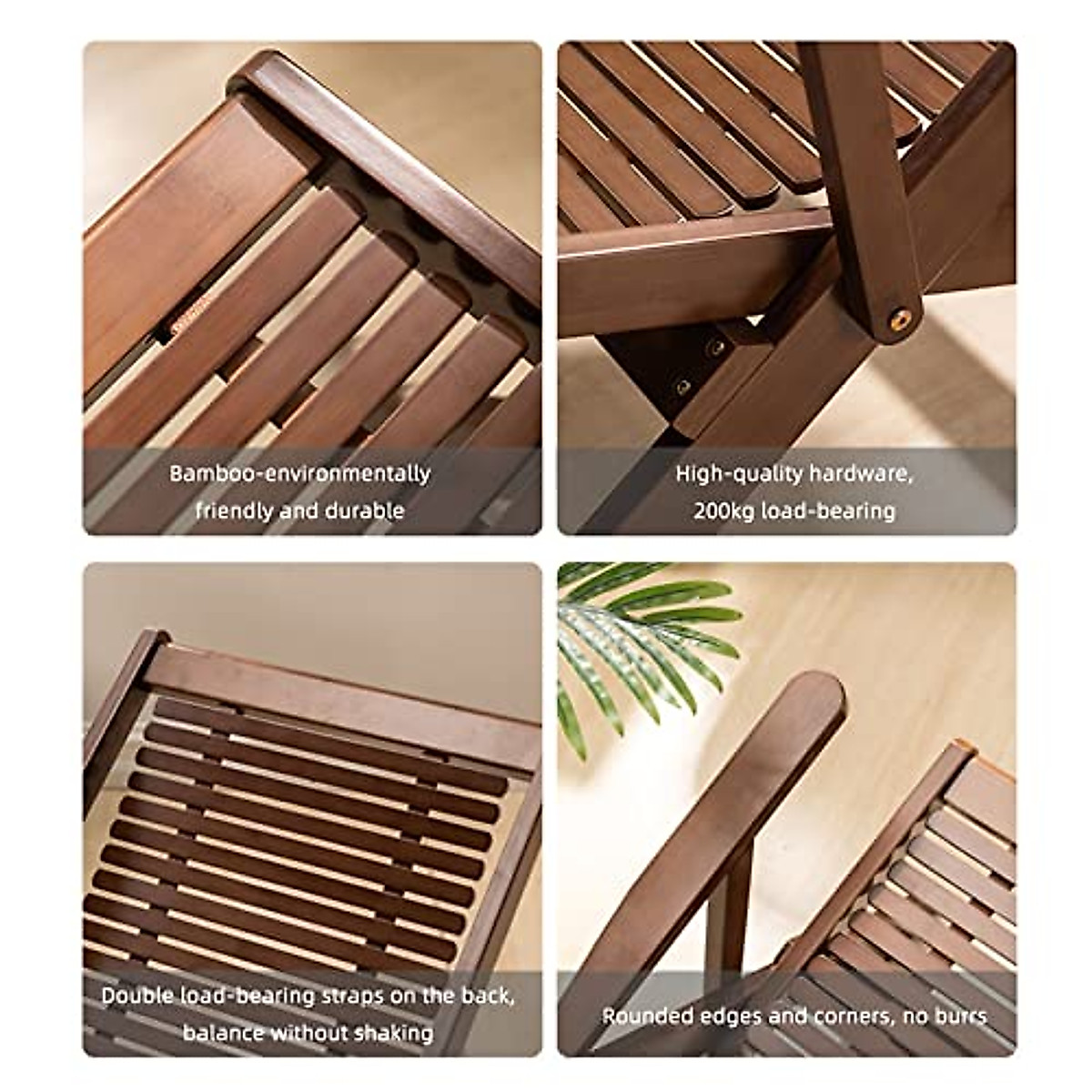 Lounge Chair, Sun Lounger Garden Chairs Foldable Deck Chair Rocking Chair Multifunctional Nap Chair Bamboo Balcony Lounge Chair (Color : Wood)