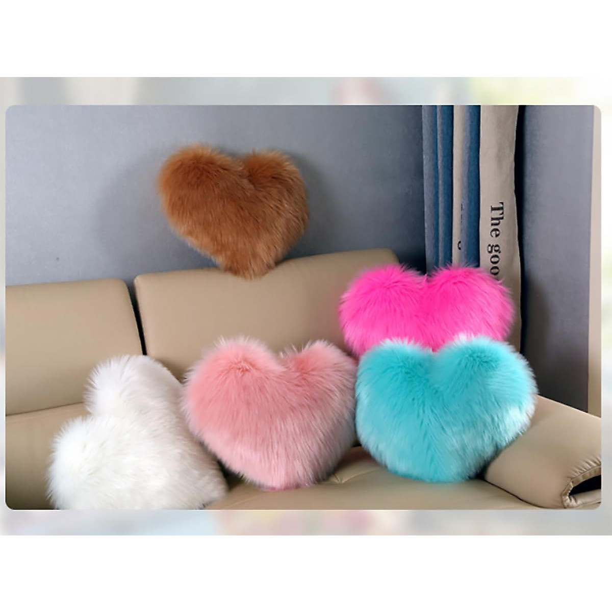 YUCHE Love Throw Pillow Heart Shaped Long Plush Pink Imitation Wool Living Room Sofa Girl Gift Cute Cushion Headrest (11.81 inch X 15.74 inch, Light Pink)