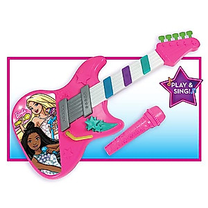Barbie Rock Star Guitar, Interactive Electronic Toy Guitar with Lights, Sounds, and Microphone, Kids Toys for Ages 3 Up by Just Play