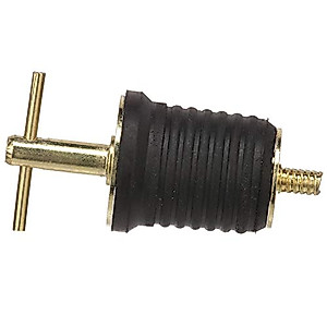 Attwood 11587-4 T-Handle Drain Plug, for 1-Inch-Diameter Drains, Locks in Place, Brass-Plated Handle with Chain