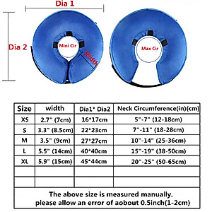 THAIN Soft Dog Recovery Protective Collar After Surgery-Cone Inflatable Collar for Dogs and Cats - Adjustable Washable Elizabethan Collar (XL)