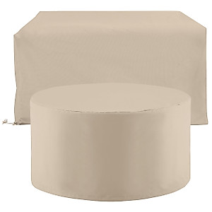 Crosley Furniture Patio Furniture Covers, Waterproof 2-Piece Cover Set for Round Outdoor Table and Loveseat, Tan