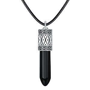 TIGER RIDER Black Onyx Cremation Jewelry for Ashes Sterling Silver Bullet Urn Necklace for Ashes Memorial Urns Ashes Necklace Keepsake for Men Women