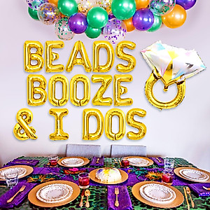 41 PCS Beads Booze & I Dos Balloons Sign Mardi Gras Party Decorations Mardi Gras Balloons New Orleans Bridal Shower Decorations Bachelorette Party Decorations