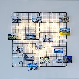 devesanter DS Grid Photo Wall Wire Grid Panel Picture Display Iron Decorative Rack Photograph Wall Ins Photo Wall 12x12 Inches Set of 4 (Black)