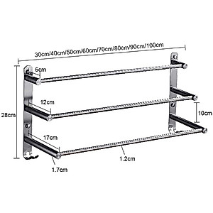 LIANGJUANG Towel Shelf Towel Rack SUS304 Stainless Steel Towel Storage Holder Smooth Rounded Corner Wall Mounted Bath Towel Rail Bar for Bathroom Kitchen(Size:70cm)