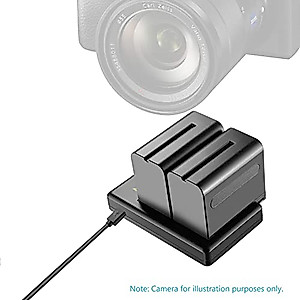 NEEWER 2-Pack 6600mAh Li-ion Replacement Battery with USB Charger, Compatible with Sony NP-F970 F960 F950 F770 F750 F570 F550 Handycams and NEEWER Led Light, Monitor, Motorized Slider