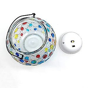 Solar Powered Mosaic Glass Garden Light, Outdoor LED Ball Solar Table Lights, Rechargeable Solar Outdoor Lights for Patio, Countryyard, Yard, Party Decorations (Warm White)