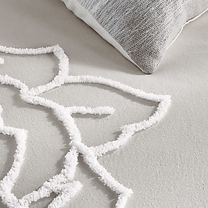 Peri Home 100% Cotton 3-Piece Duvet Cover and Sham Set, King, Grey Chenille Rose