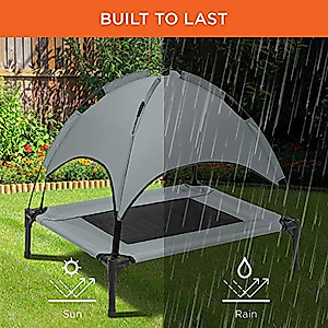 Best Choice Products 30in Elevated Cooling Dog Bed, Outdoor Raised Mesh Pet Cot w/Removable Canopy Shade Tent, Carrying Bag, Breathable Fabric - Gray