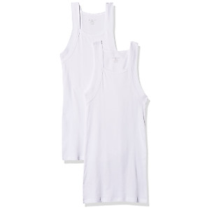 Evolve Men's Cotton Comfort Square Cut Tank Multi Pack, White, Medium
