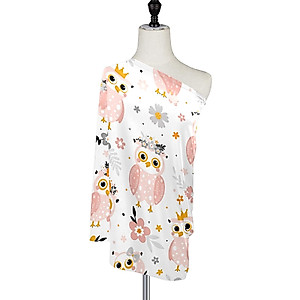 Nursing Cover Breastfeeding Scarf Pink Cute Owl Print- Baby Car Seat Covers, Stroller Cover, Carseat Canopy(8rh3c)