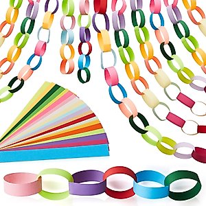 Nezyo 240 Sheets Bright Paper Chain Strips Construction Paper About 46 Feet in Total Length 1 x 8 Inch Assorted Colors DIY Color Folding Paper with 1 Roll Double Sided Tape