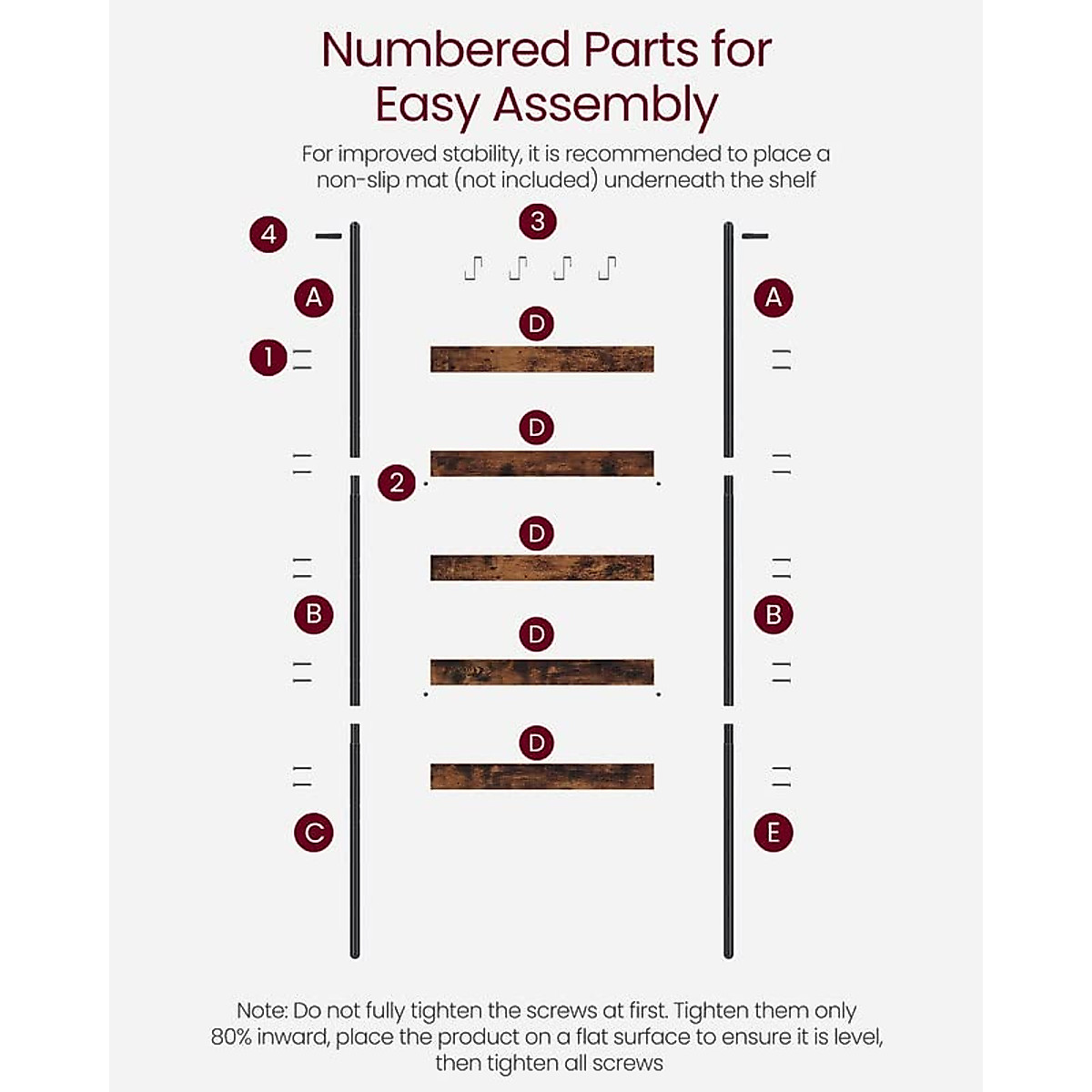 VASAGLE Blanket Ladder, 5-Tier Ladder Shelf, Wall-Leaning Rack, Steel, 25.6 Inch Wide, Scarves, Industrial Style, Rustic Brown and Black ULLS011B01