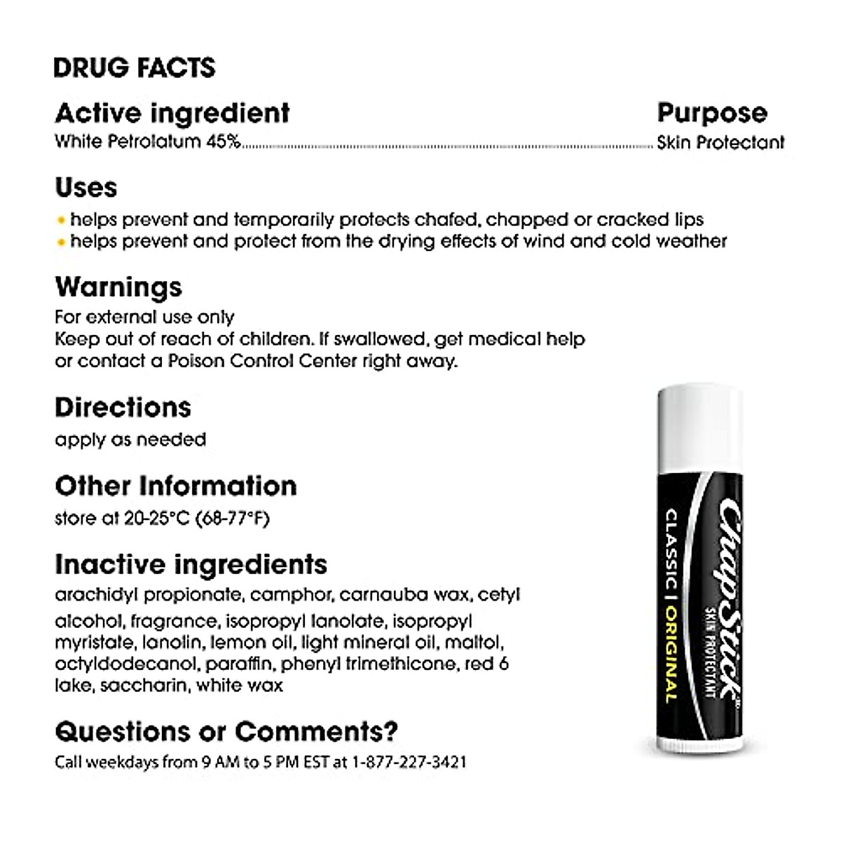 ChapStick Classic Original Lip Balm Tubes, Lip Care - 0.15 Oz(Pack of 12)