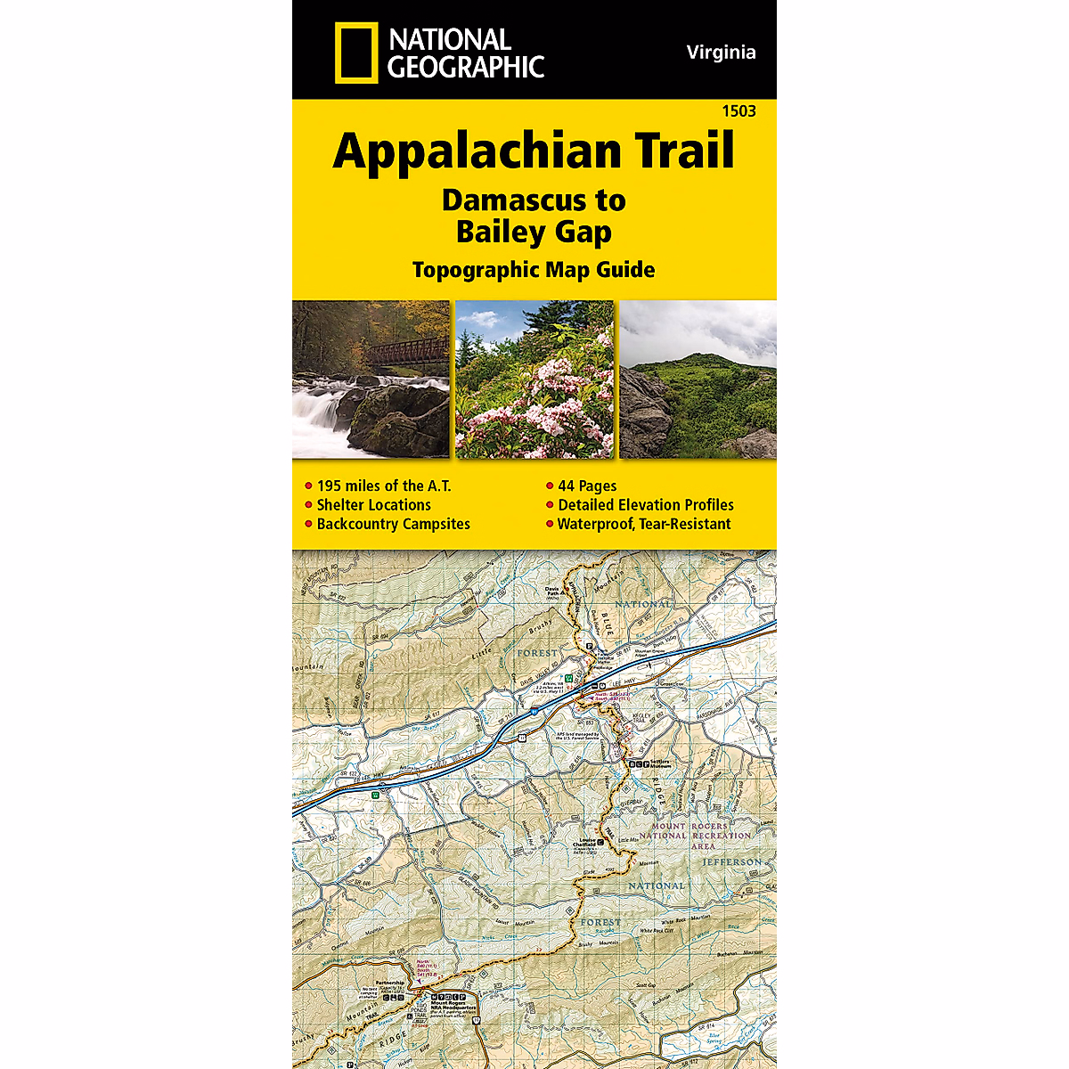 Appalachian Trail: Damascus to Bailey Gap Map [Virginia] (National Geographic Topographic Map Guide, 1503)