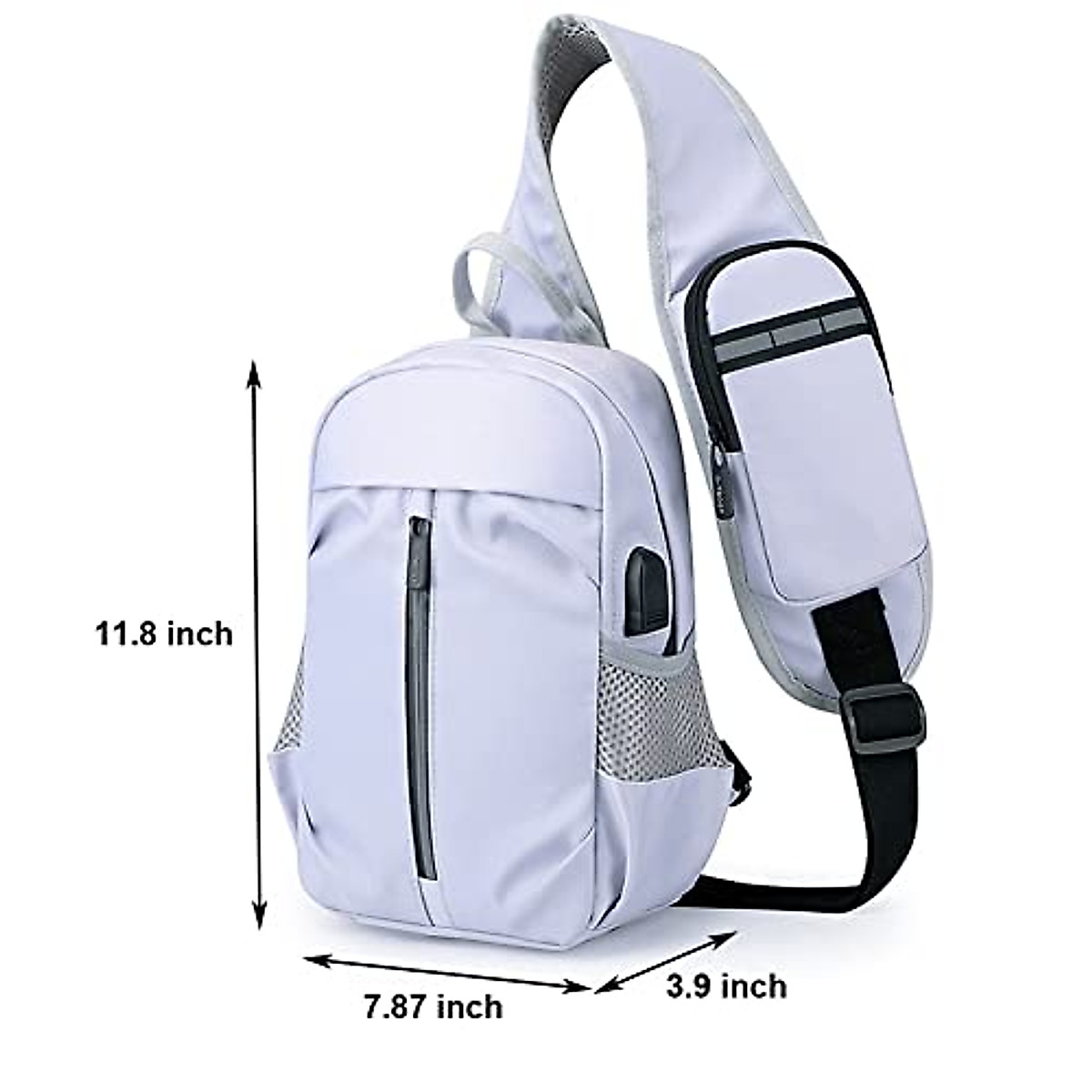 chinatera Small Crossbody Sling Bags for Men Chest Shoulder Bag Casual Backpack with Charger for Outdoor Travel (Grey)